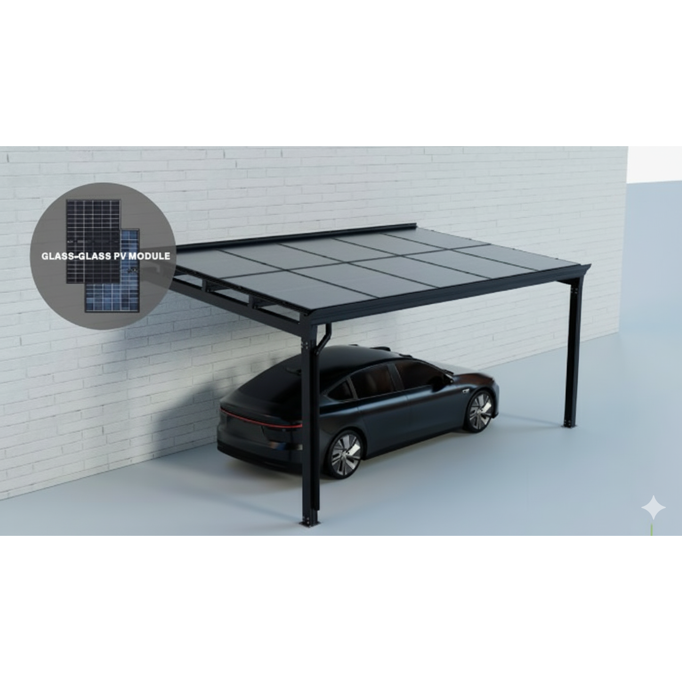 Påbygget enkle bil solcelle carport – Evpower - de fries ladenetværk