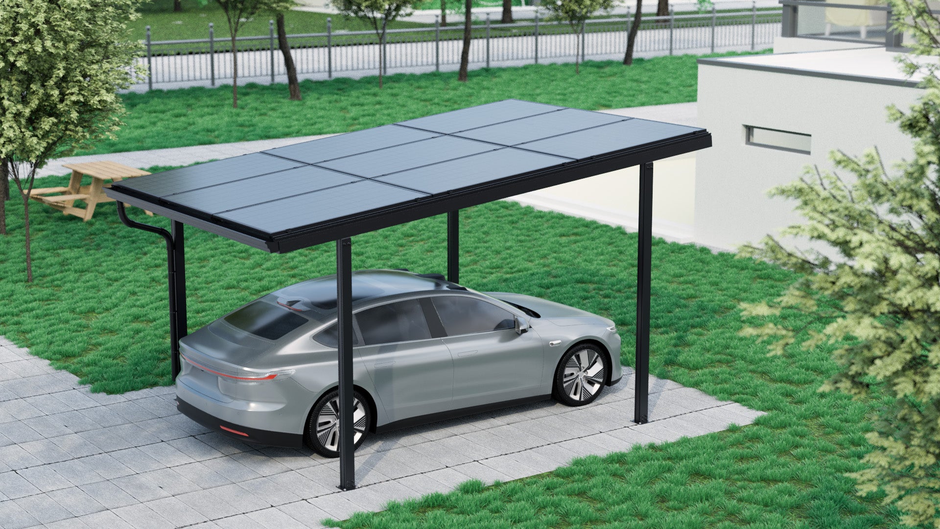 Fritstående enkle bil solcelle carport – Evpower - de fries ladenetværk